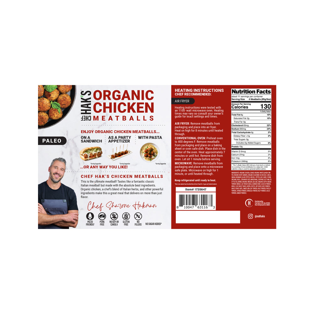 Organic Chicken Meatballs - Garlic Herb – Hak's Food Official Store